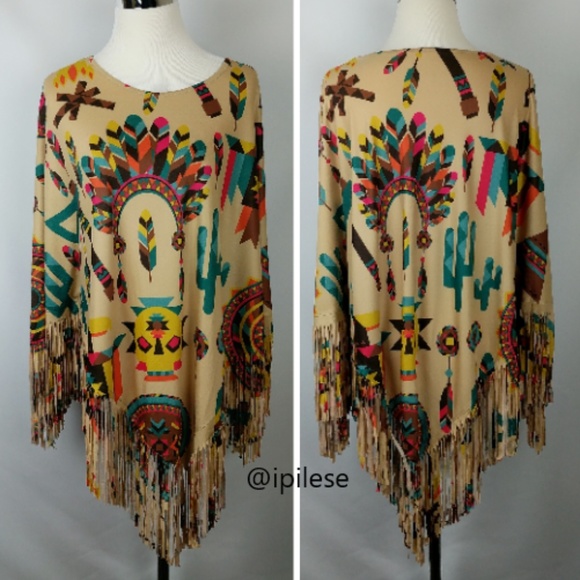 Montana West | Sweaters | Native American Theme Fringe Poncho | Poshmark